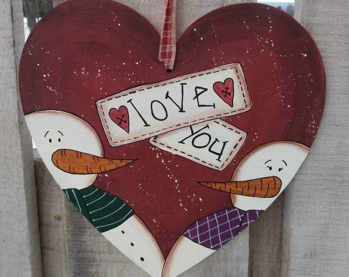 Love You Snowman Sign, Love Sign, Snowman Decor, Heart Sign, Heart Door ...