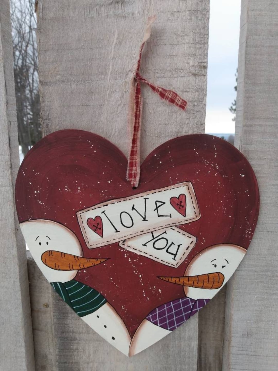 Love You Snowman Sign, Love Sign, Snowman Decor, Heart Sign, Heart Door ...