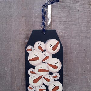 Primitive Snowman Winter Wall Hanger Snow Folk Sign Large Painted Tag ...