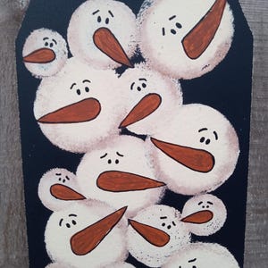 Primitive Snowman Winter Wall Hanger Snow Folk Sign Large Painted Tag ...