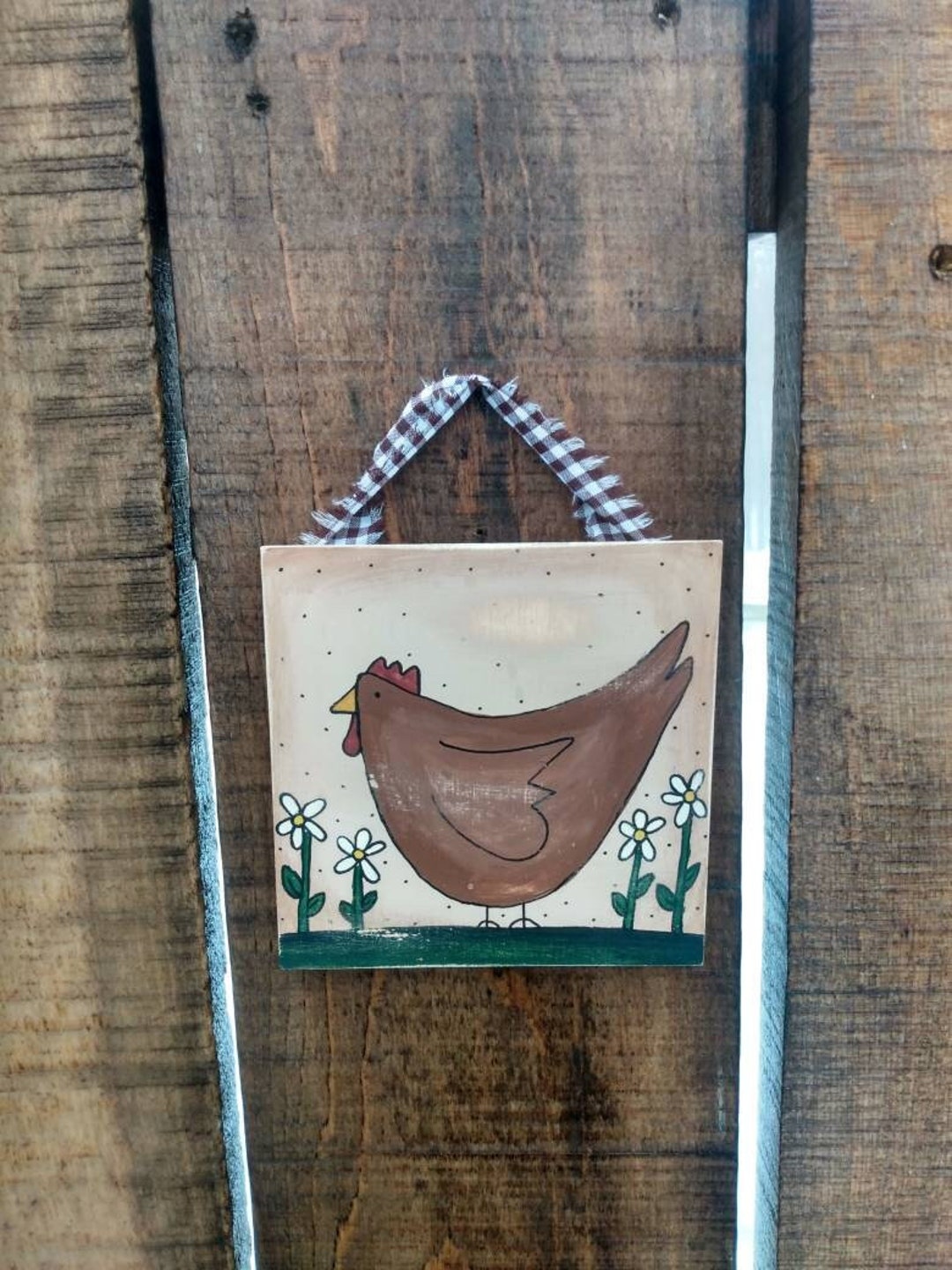 Mini Chicken Sign, Chicken Wall Hanging, Primitive Chicken, Hen Sign ...