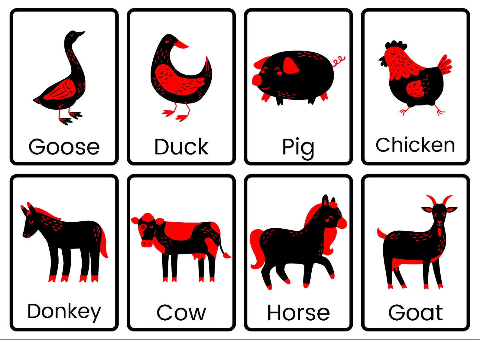 High Contrast Animal Flashcards - Etsy