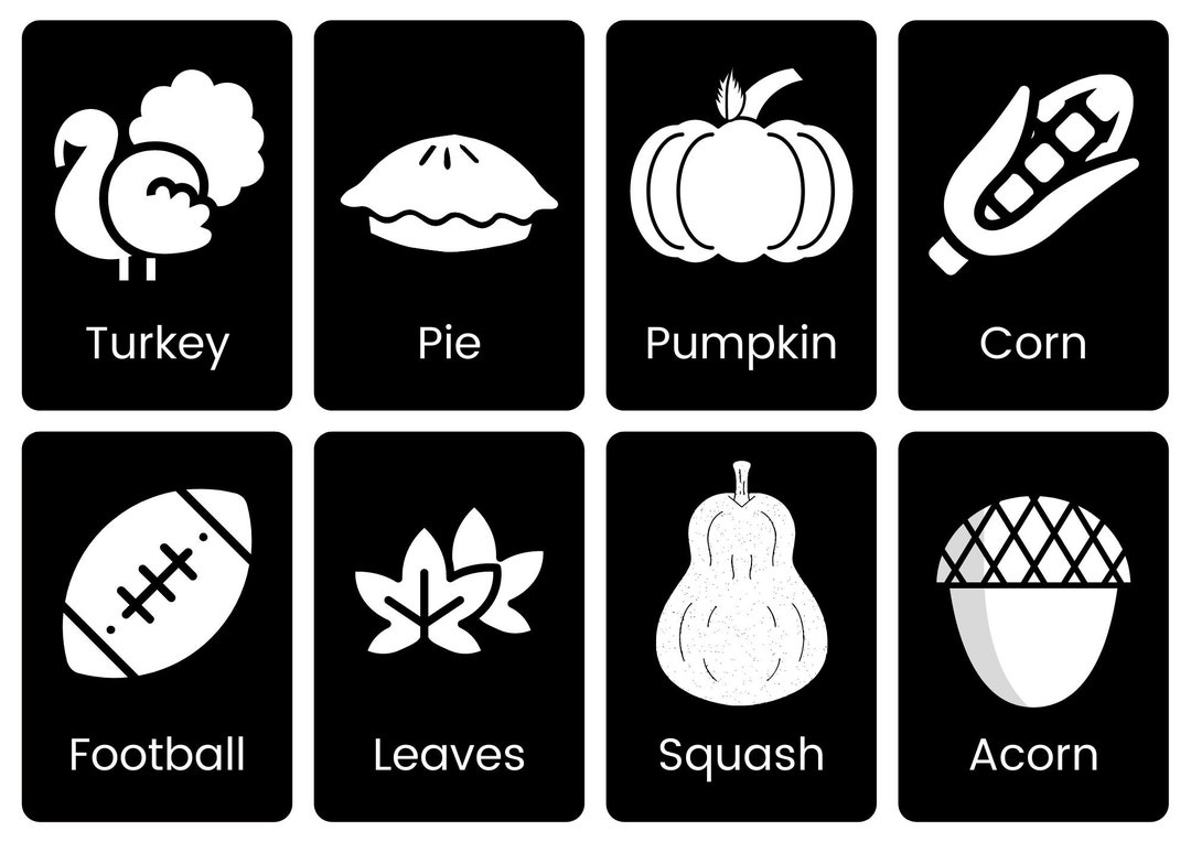 High Contrast Thanksgiving Flashcards - Etsy