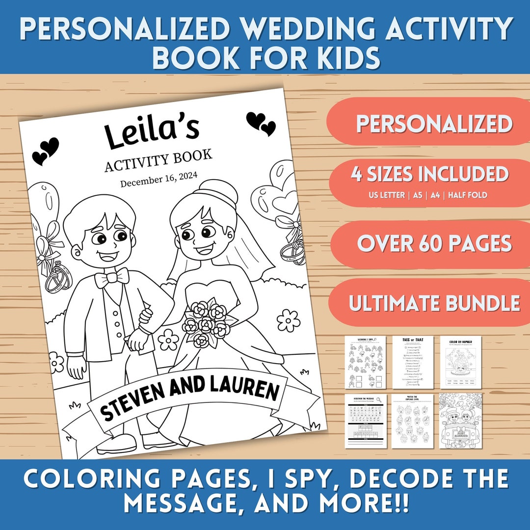 Ultimate Personalized Wedding Activity Book for Kids, Wedding Coloring ...