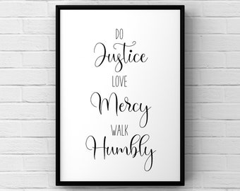 Micah 6:8 Do Justice Love Mercy Walk Humbly Bible Verse Wall - Etsy