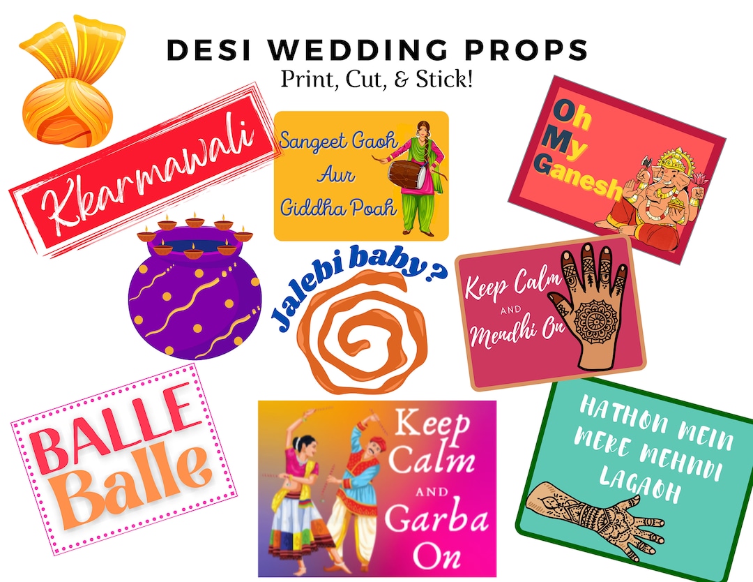 Indian/ Desi Wedding Props | Punjabi/bollywood Photobooth Props ...