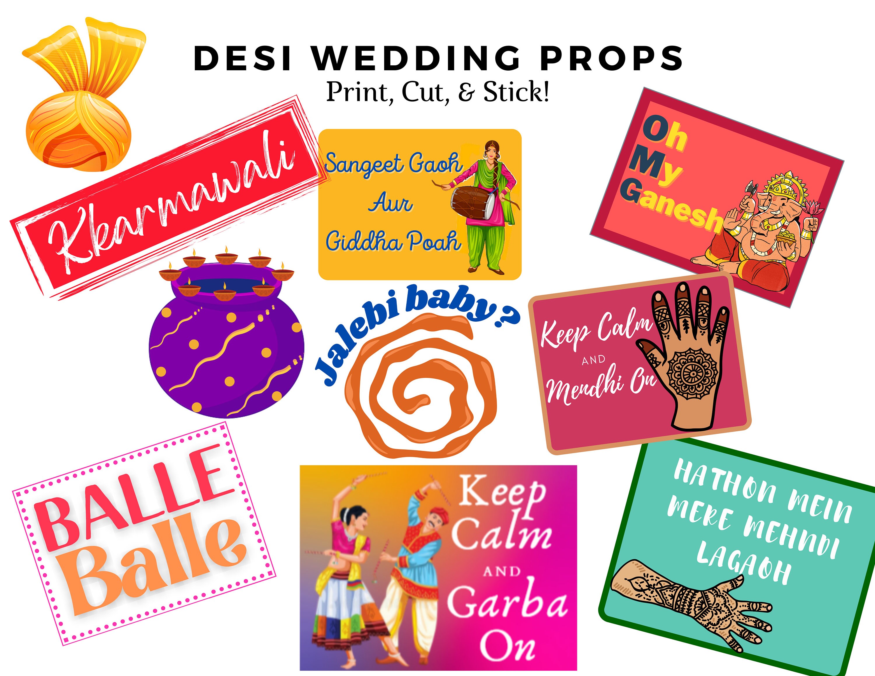 Indian/ Desi Wedding Props | Punjabi/bollywood Photobooth Props ...