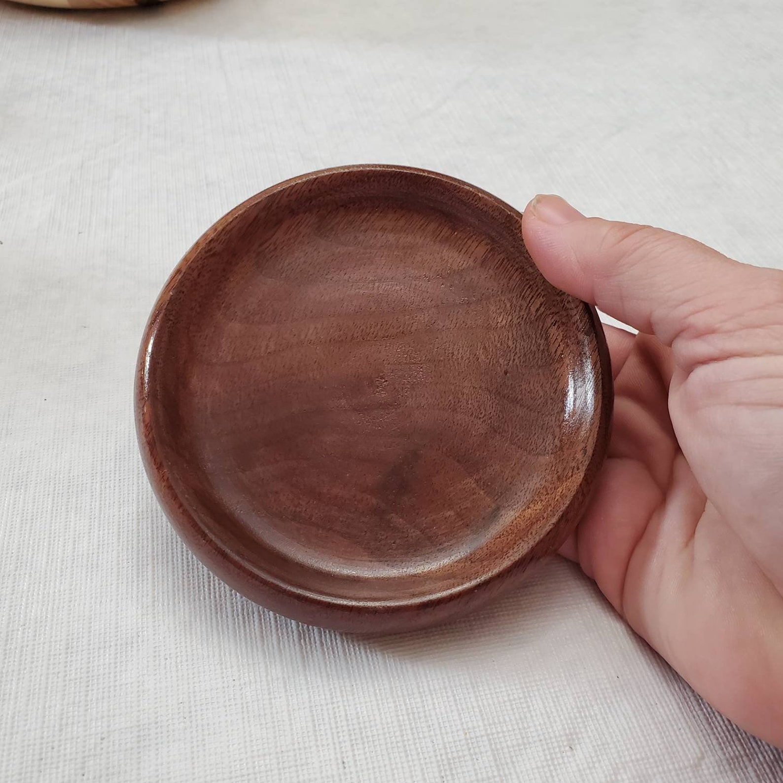 4" Walnut Ring ~ Trinket Dish Woodturned ~ Handmade Small - Etsy