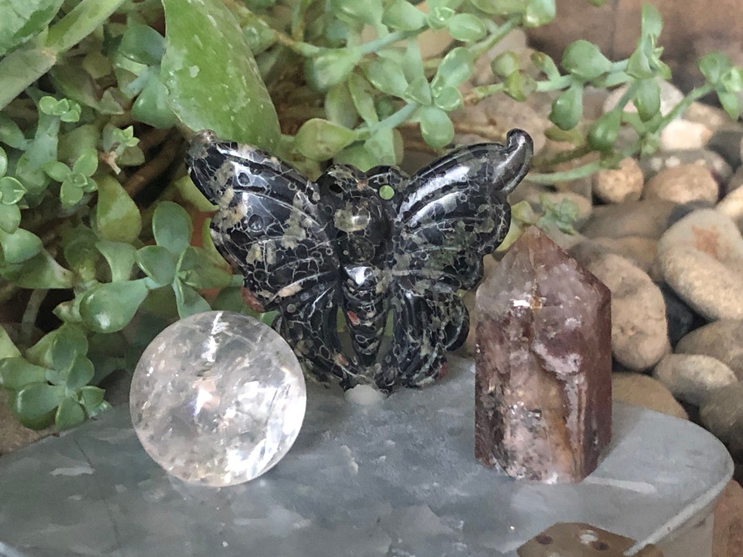 Plum Blossom Moth, Garden Quartz Tower, Clear Calcite Sphere Gift Set ...