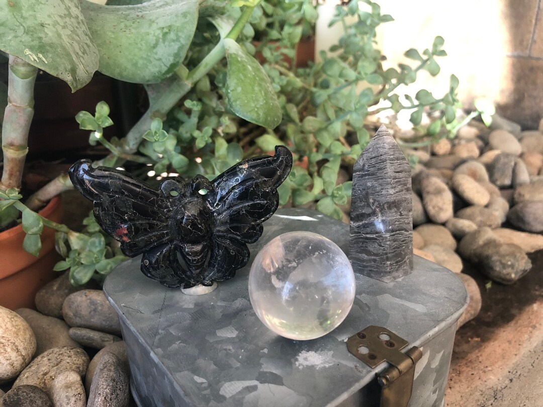 Plum Blossom Moth, Thousand Layers Tower, Clear Calcite Sphere Gift Set ...