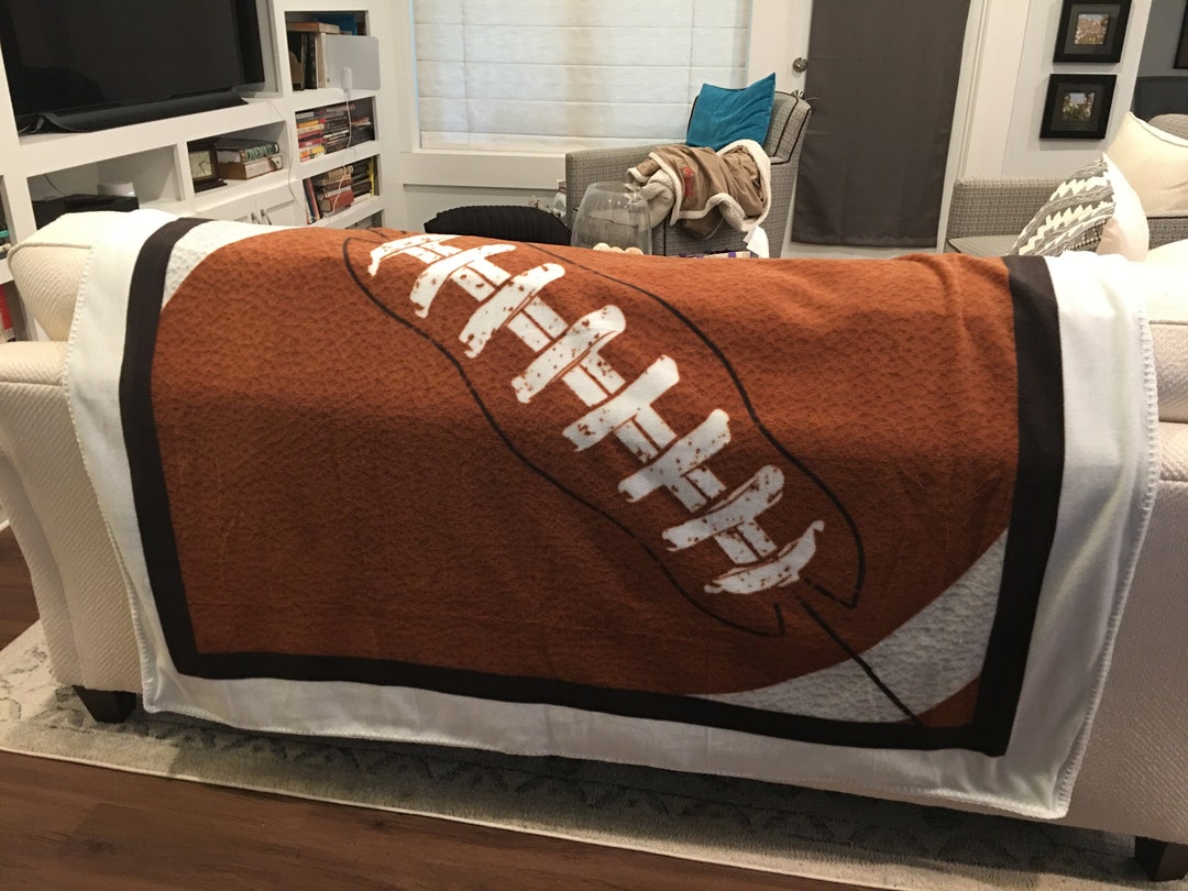 Fleece Football Throw, With Hand Crocheted Trim, Football Themed ...