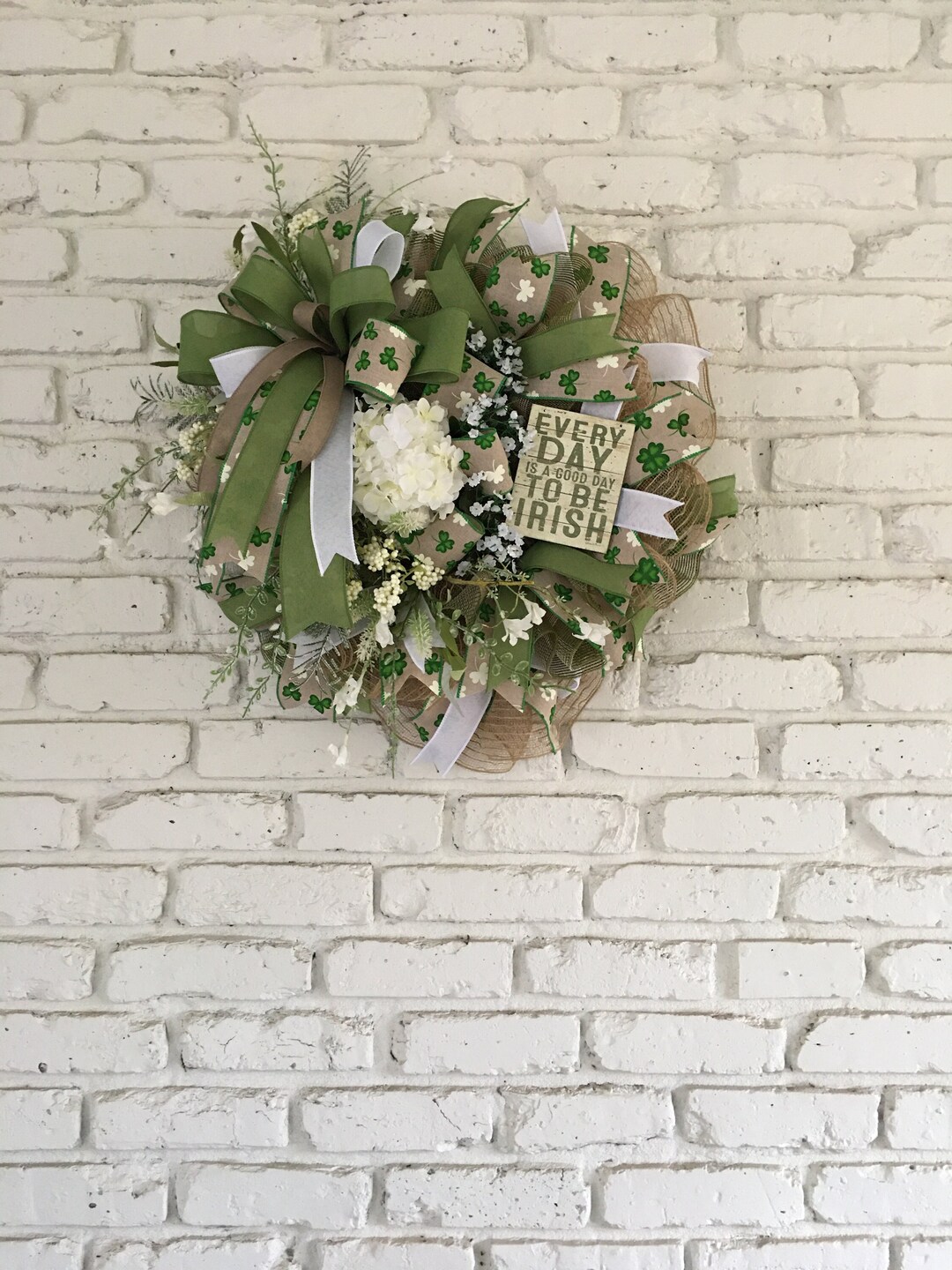 St. Patrick's Day Wreath, St. Patrick's Day Decor, Irish Shamrock Front ...