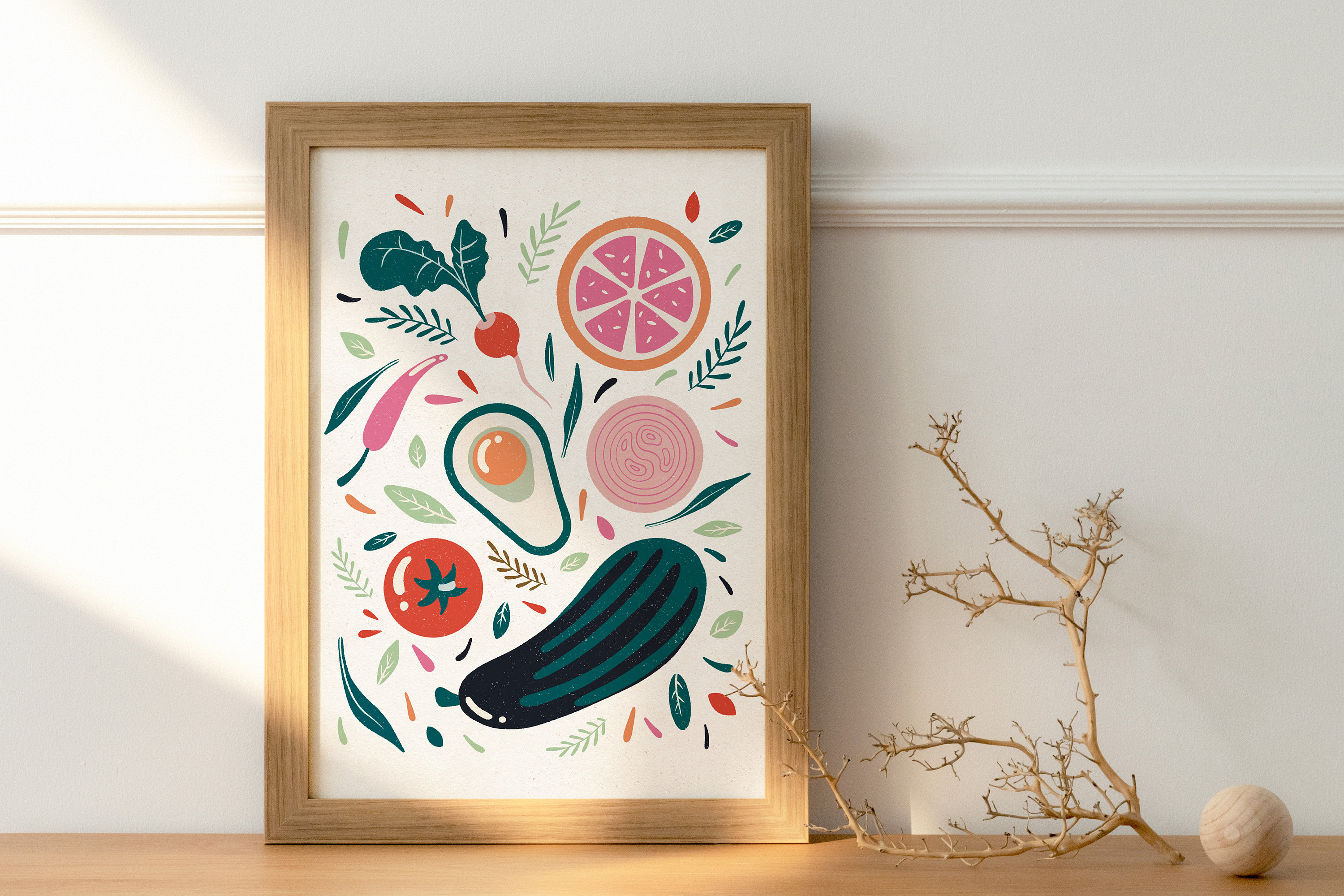 Vegetables, Kitchen Poster, Vegetables Print, Riso, Downloadable Art ...