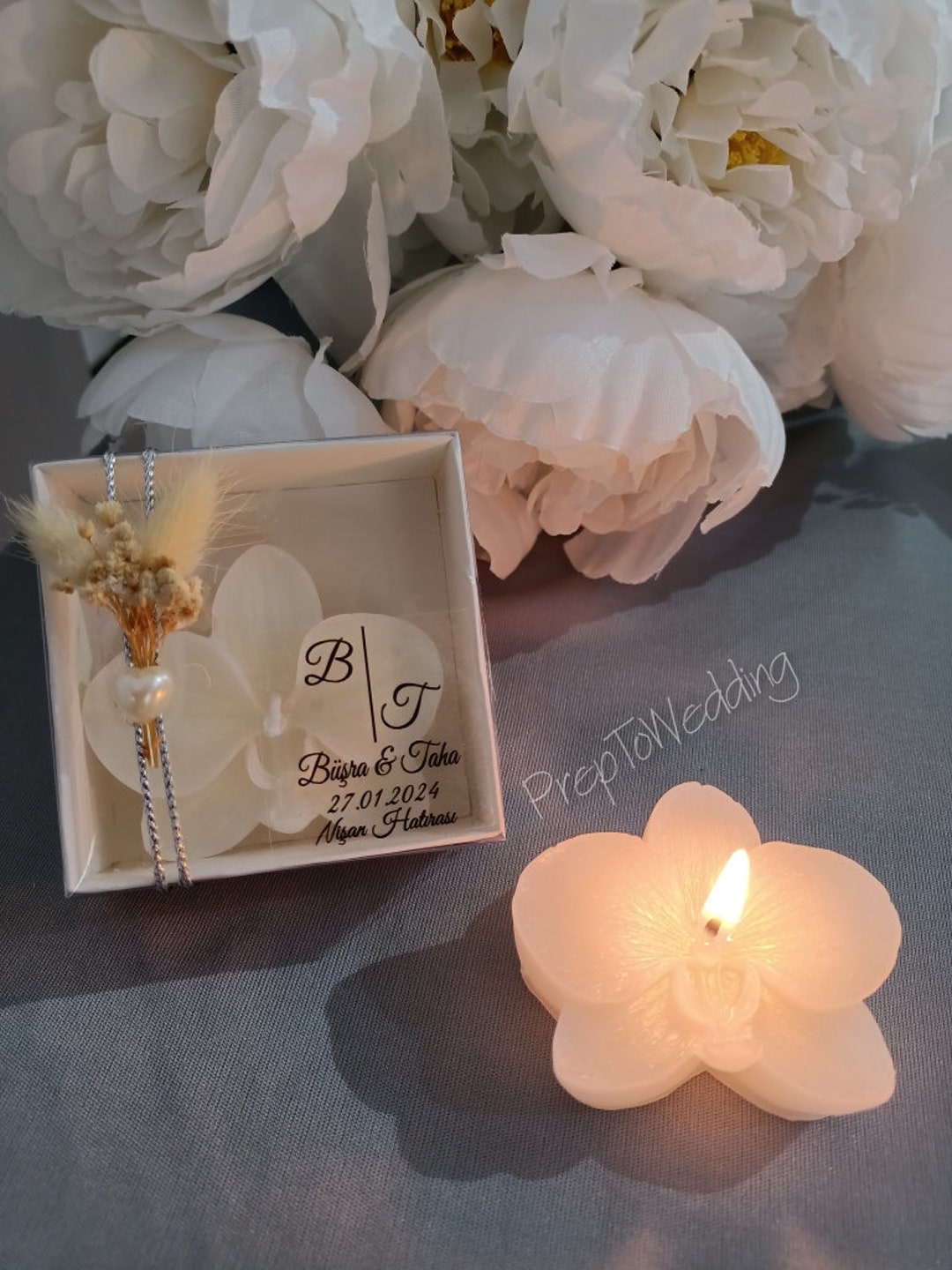 Personalized Orchid Flower Candle, Wedding Gift With Gift Box, Candle ...