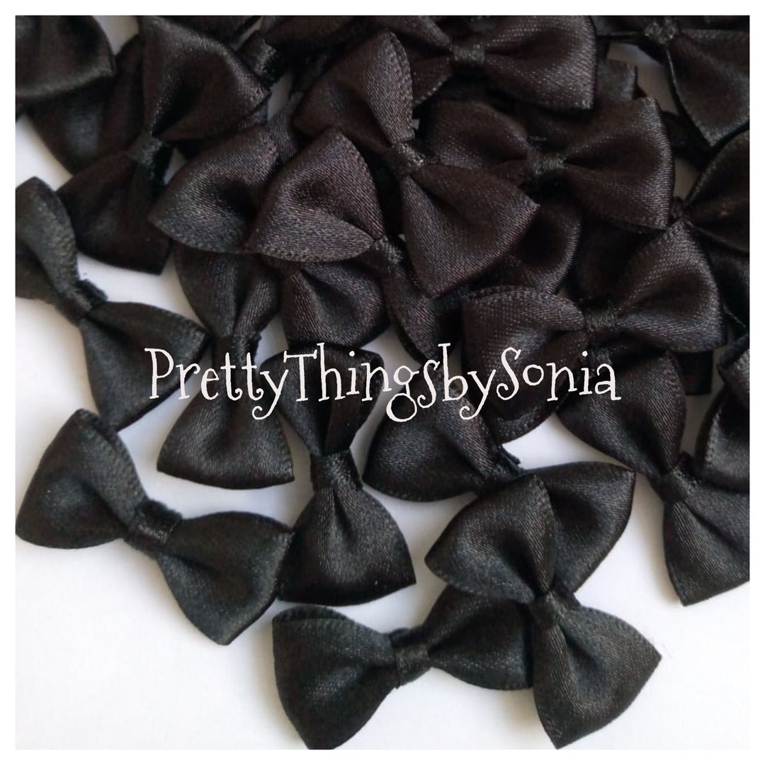 Small/Mini Bow Tie BLACK Satin Ribbon Bow Tie Pack of 10/25 ...