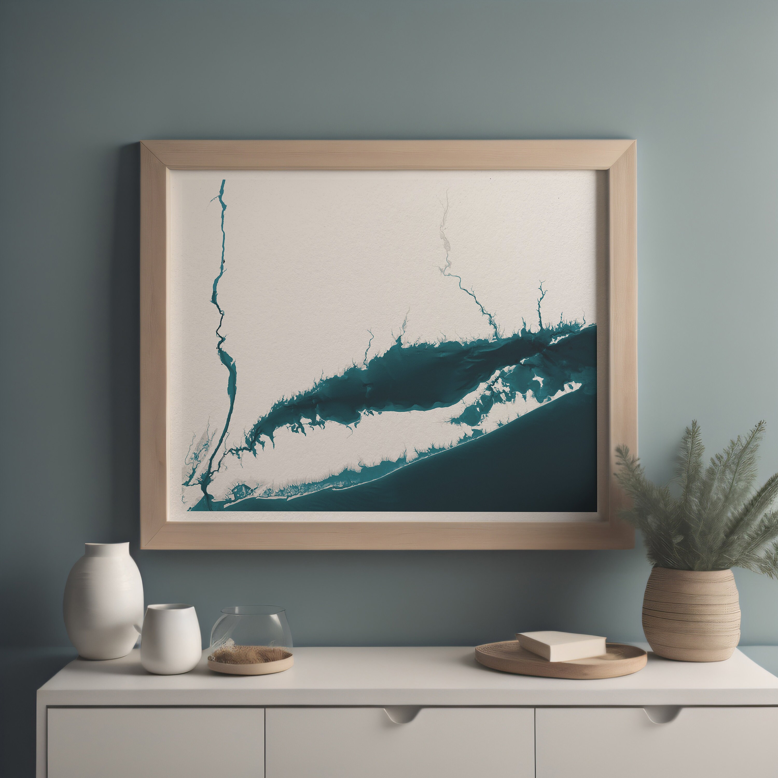 Long Island Map Art Connecticut Map Nautical Decor Map Wall Art Long ...