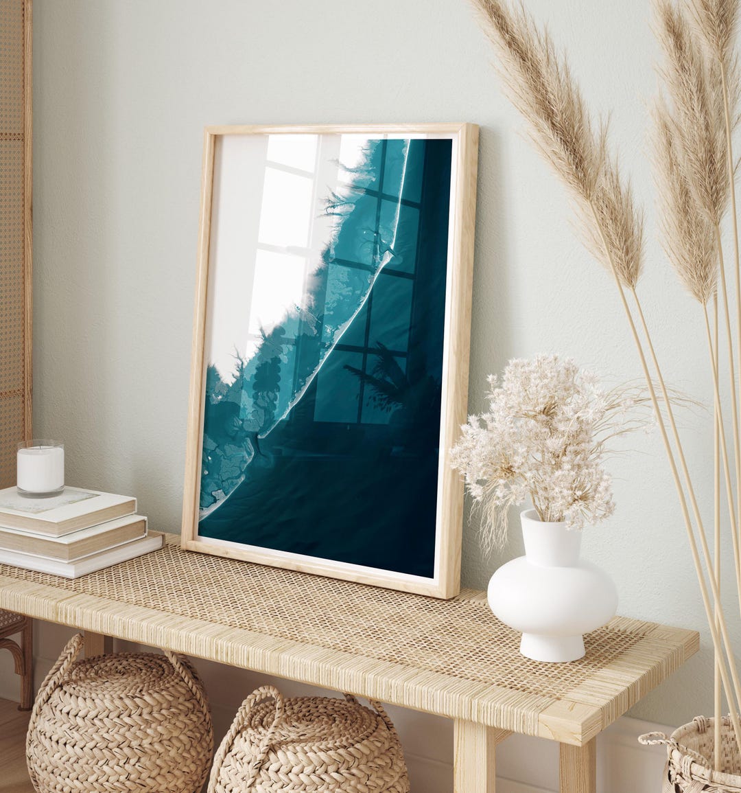 Long Beach Island New Jersey Coastal Map Art Print LBI Shore ...