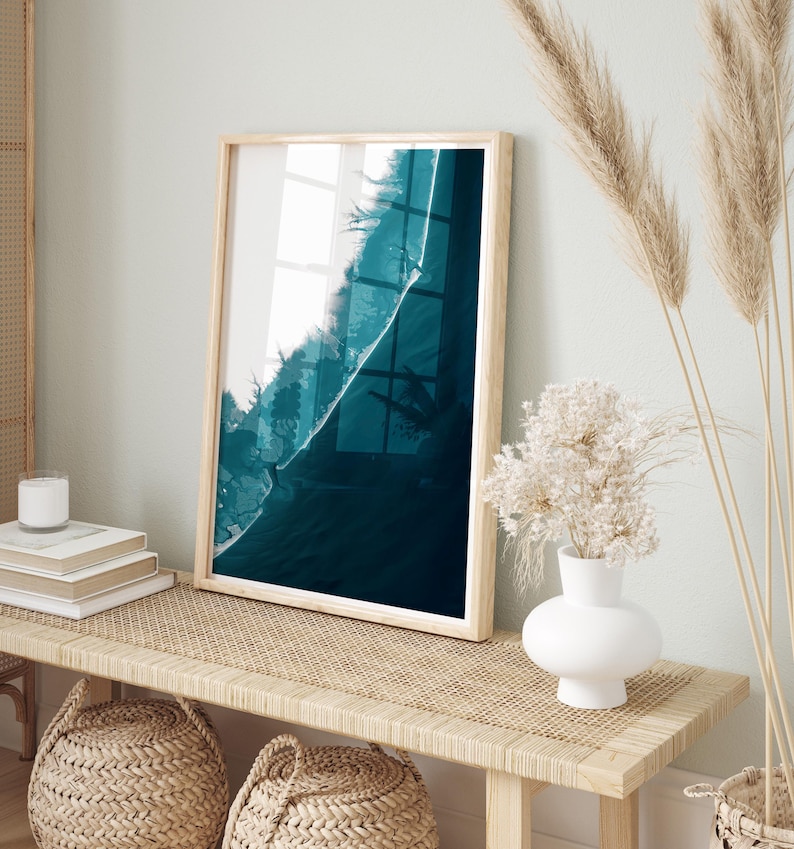 Long Beach Island New Jersey Coastal Map Art Print LBI Shore ...