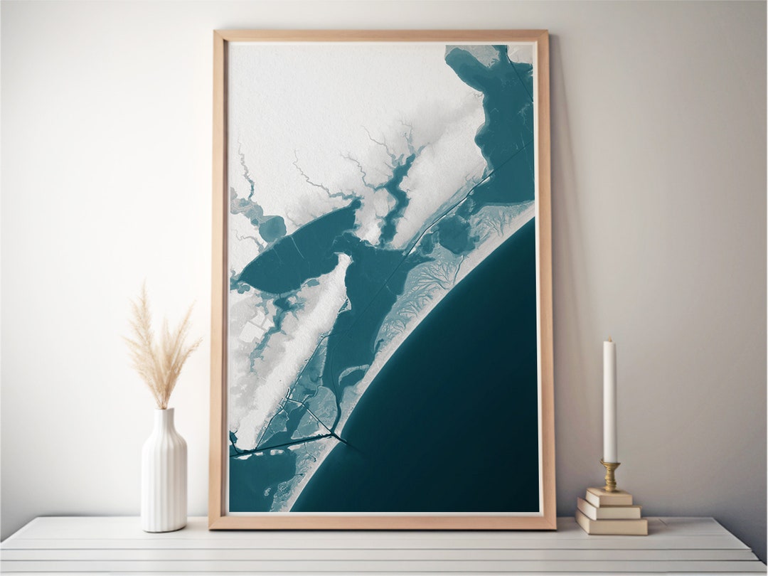 Aransas Bay Map Art Texas Map Coastal Gift Map Bay Area Beach House ...