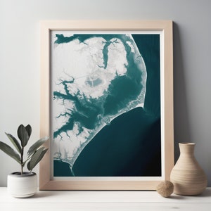 Outer Banks Map Wall Art Print Coastal Wall Decor Map North Carolina ...