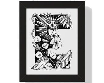 Letter E Print Alphabet, Calligraphy, Typography, Monogram, Flowers ...