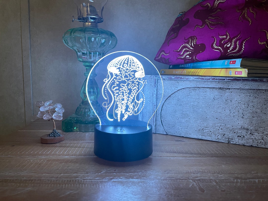 5" Acrylic Edge-lit LED Night Light - Jellyfish - Octopus - Sea Turtle ...