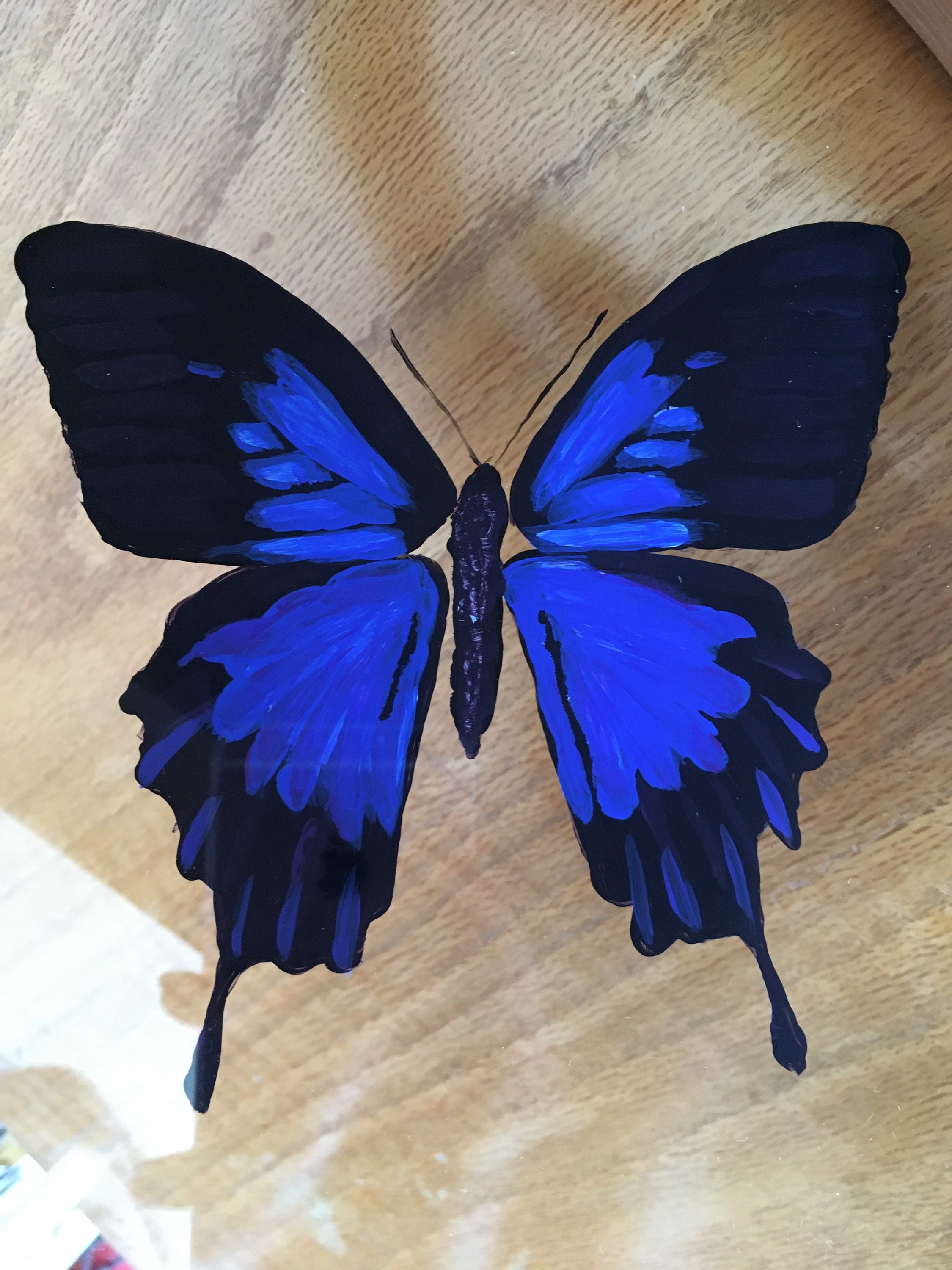 Butterfly Painting | Papilio Ulysses Swallowtail Blue Black Butterfly ...