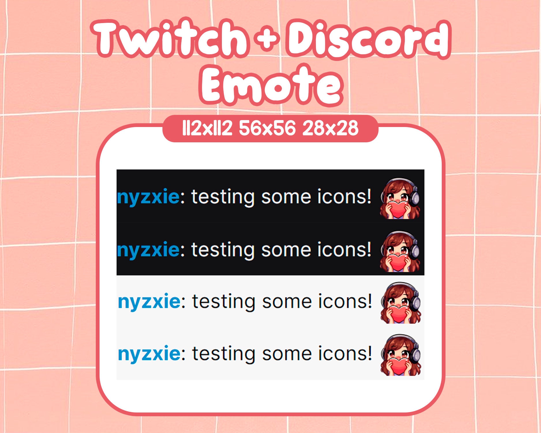 Discord / Twitch Emote Chibi Cute Girl Love Heart Brown Eyes ready to ...