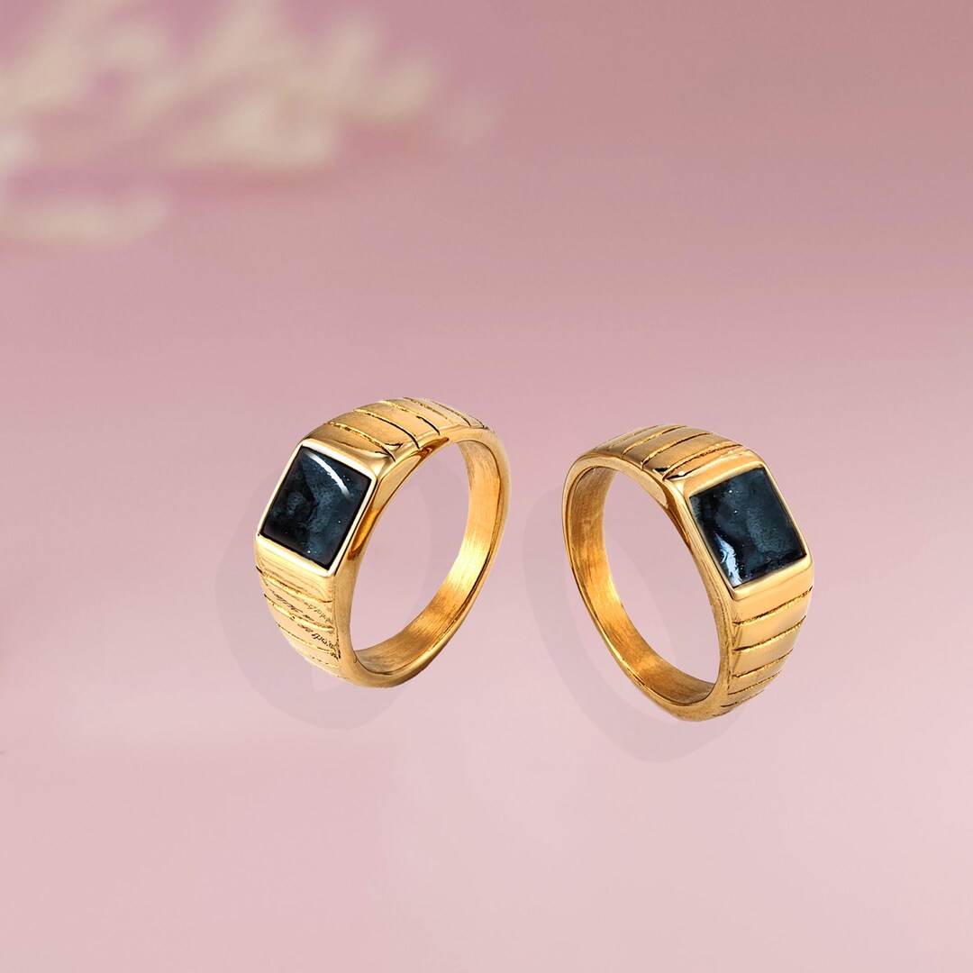 DIY Solid Gold Eternal Ember Ashes Ring for Men, 10k,14k DIY Cremation Jewelry Kit, Ashes ...