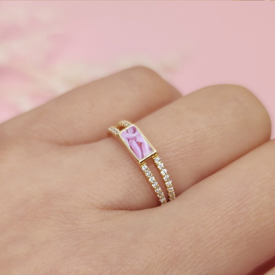 DIY Solid Gold Pregnancy Halo Rectangle Ring Pregnancy Testcap Jewelry ...