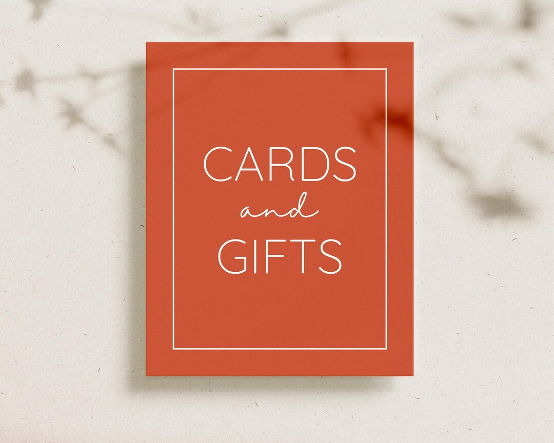 Burnt Orange Cards and Gifts Wedding Sign Template (digital Download ...