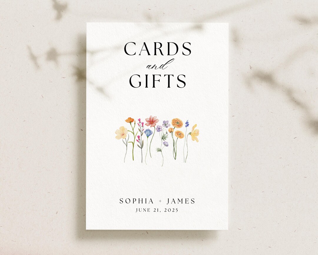 Wildflower Wedding Cards and Gifts Sign Template (digital Download) - Etsy