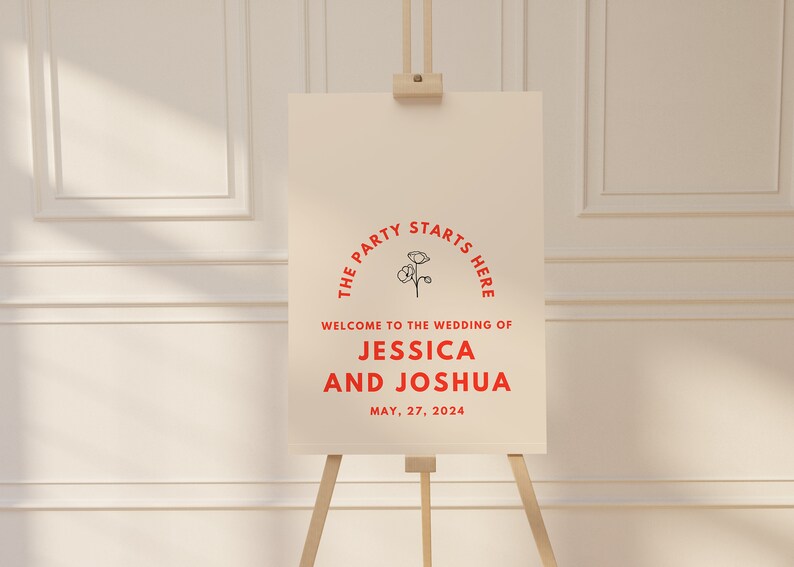 W04 Wedding Welcome Sign Poppy Flower Theme Wedding Welcome Sign ...