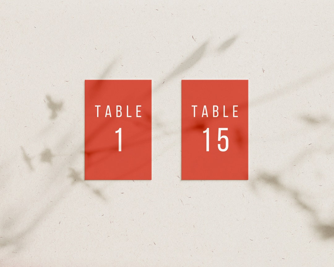 Modern Wedding Table Numbers Template (digital Download) - Etsy