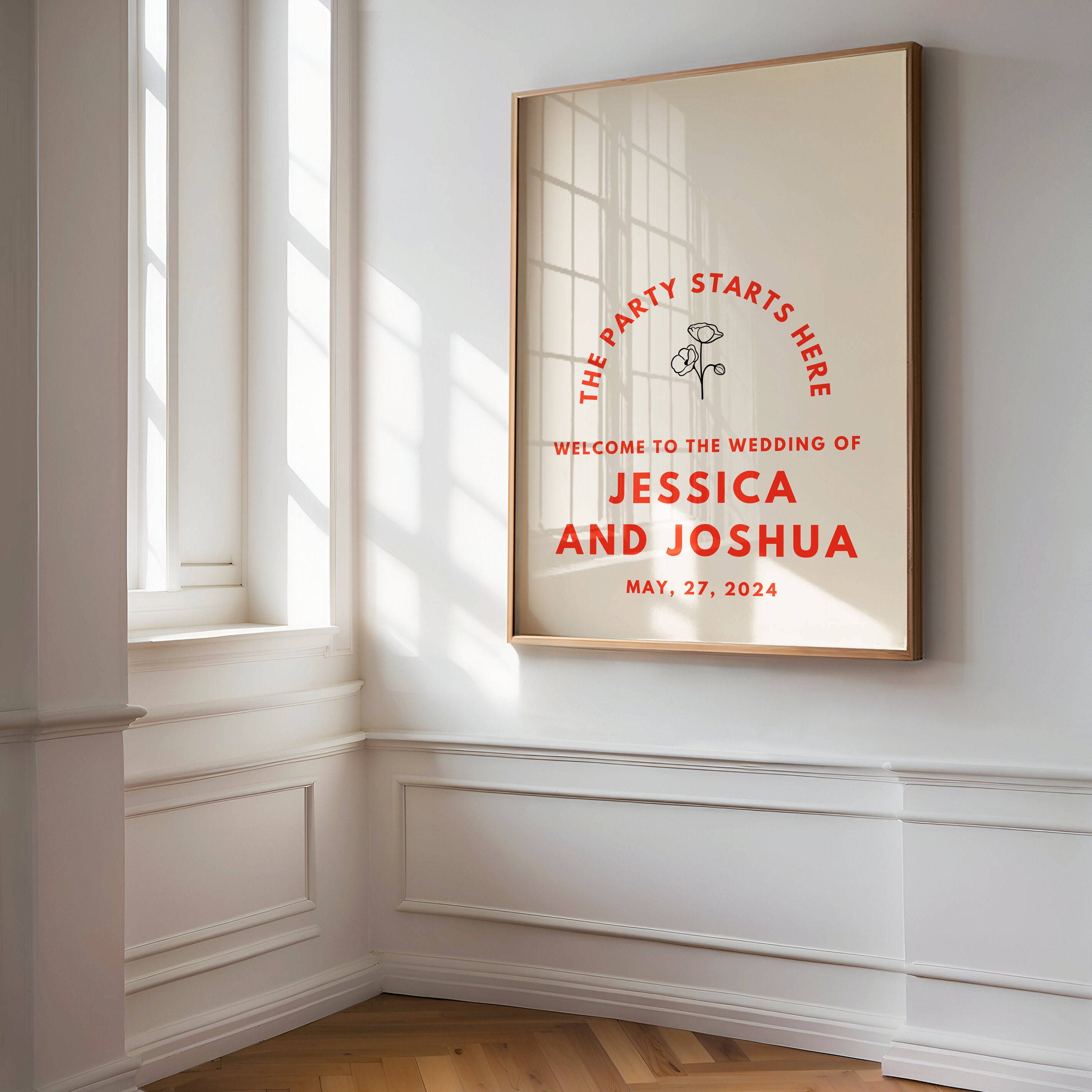 W04 - Wedding Welcome Sign - Poppy Flower Theme Wedding Welcome Sign ...