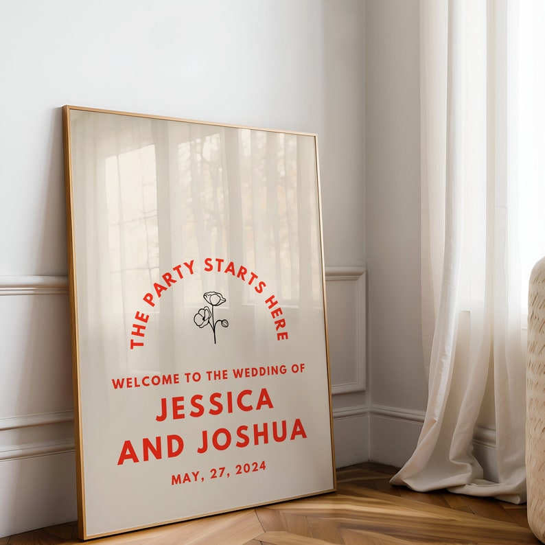 W04 - Wedding Welcome Sign - Poppy Flower Theme Wedding Welcome Sign ...