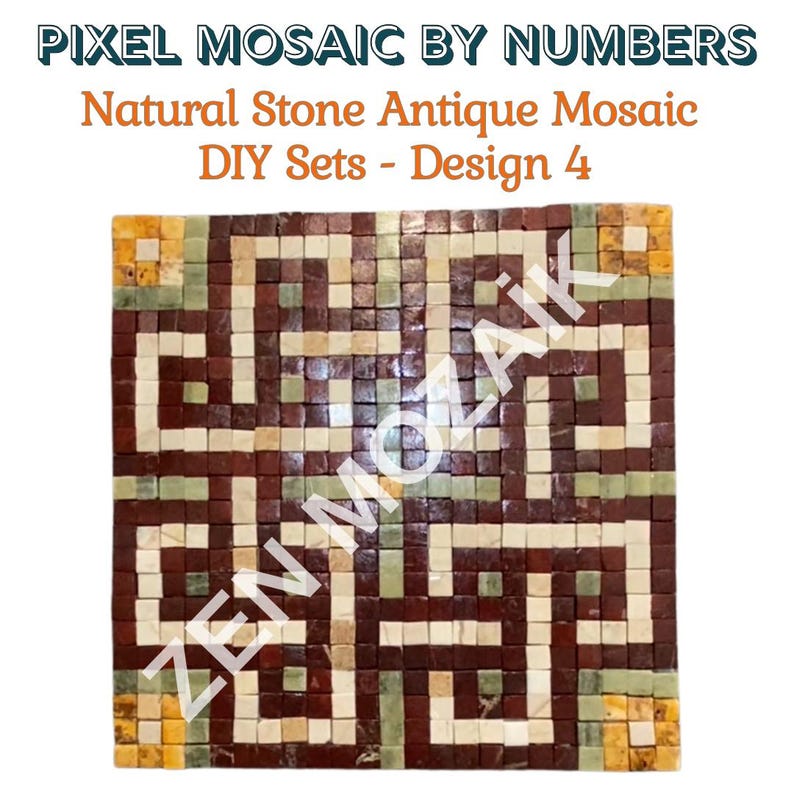 Pixel Mosaic by Numbers - Natural Stone Antique Mosaic DIY Kit - Etsy