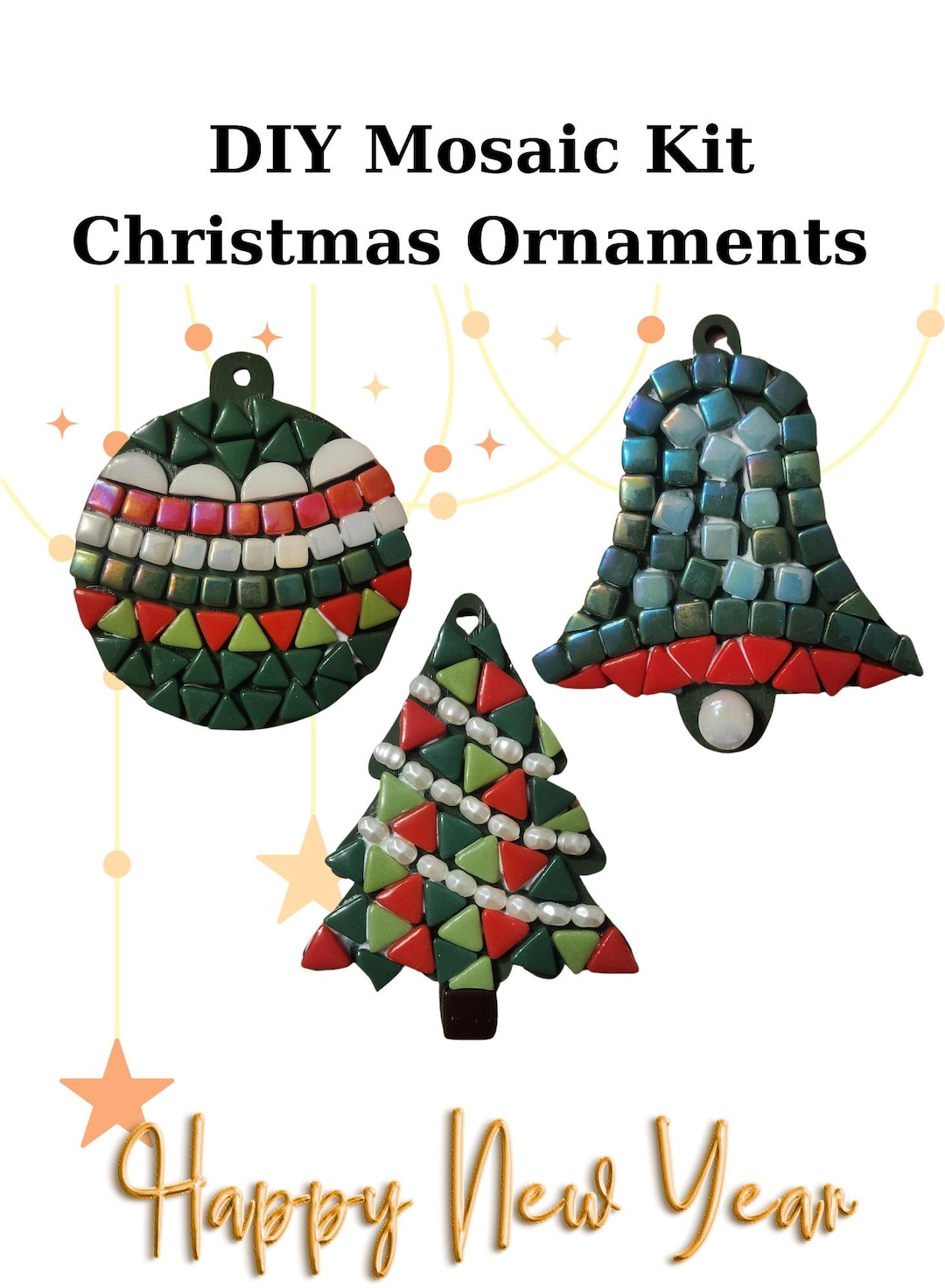 DIY Mosaic Christmas Ornaments Kit – Creative Holiday Fun for All Ages ...
