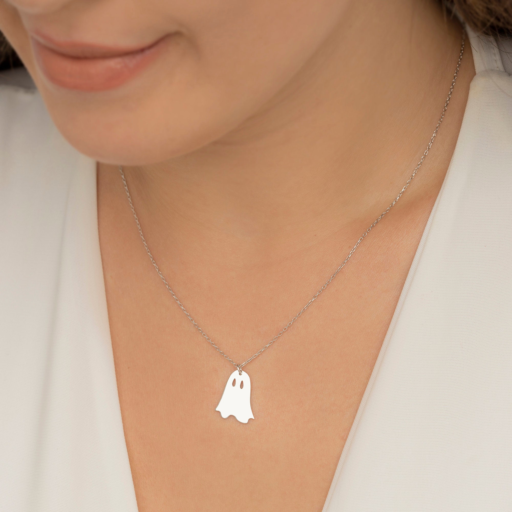 Halloween Necklace, Ghost Necklace, Halloween Jewelry, Halloween Gifts ...