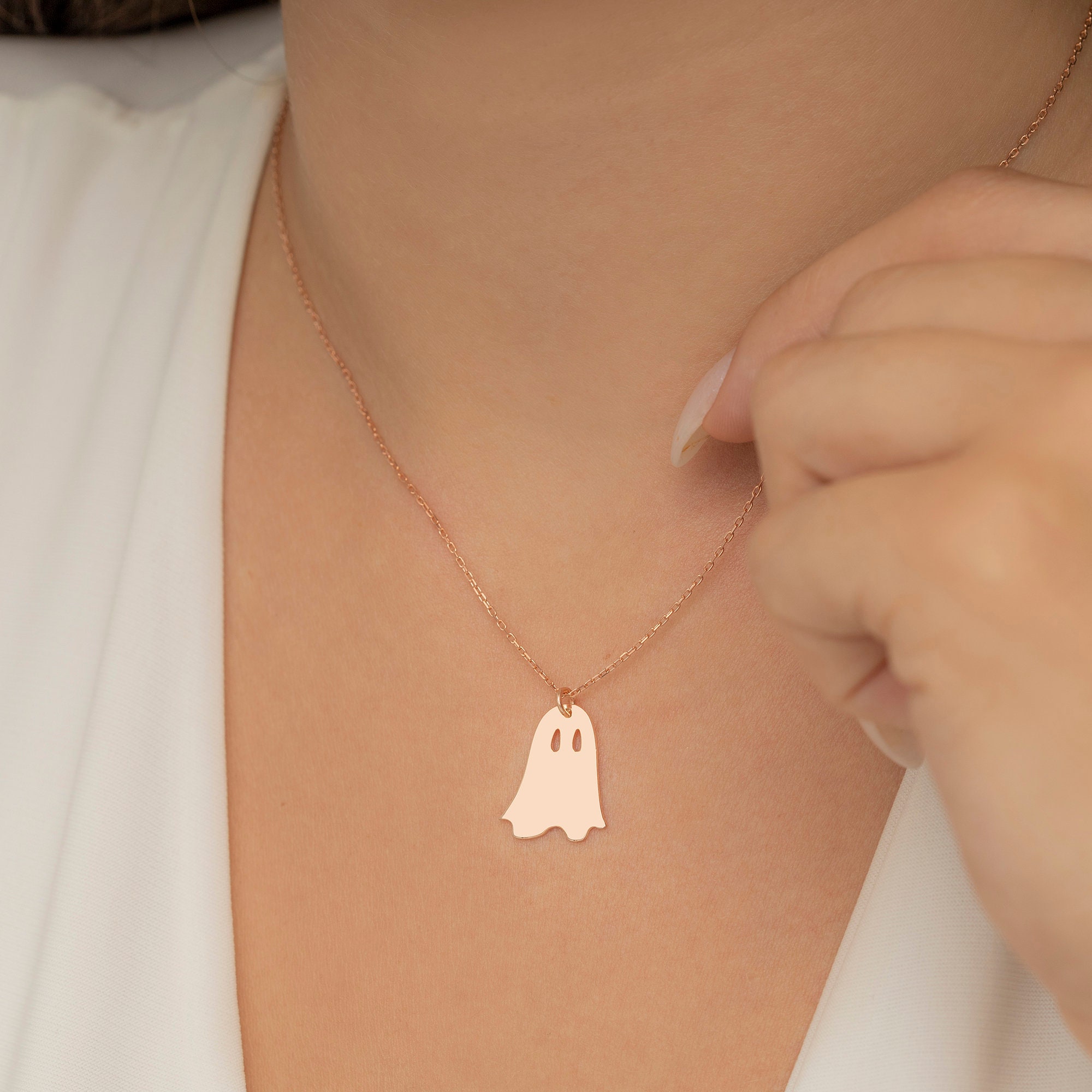 Halloween Necklace, Ghost Necklace, Halloween Jewelry, Halloween Gifts ...