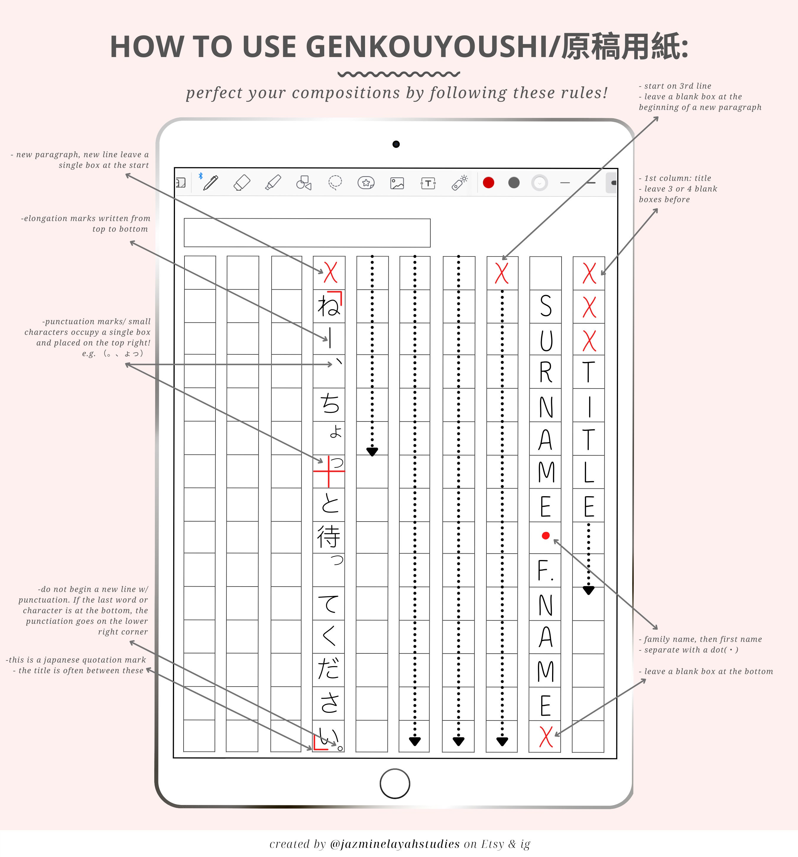 Japanese Essay/genkouyoushi Practice Digital Printable Blank Worksheet ...