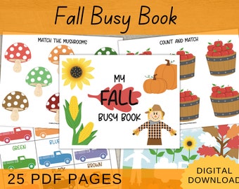Fall Busy Book Printable Autumn Printable Fun Kid Learning - Etsy