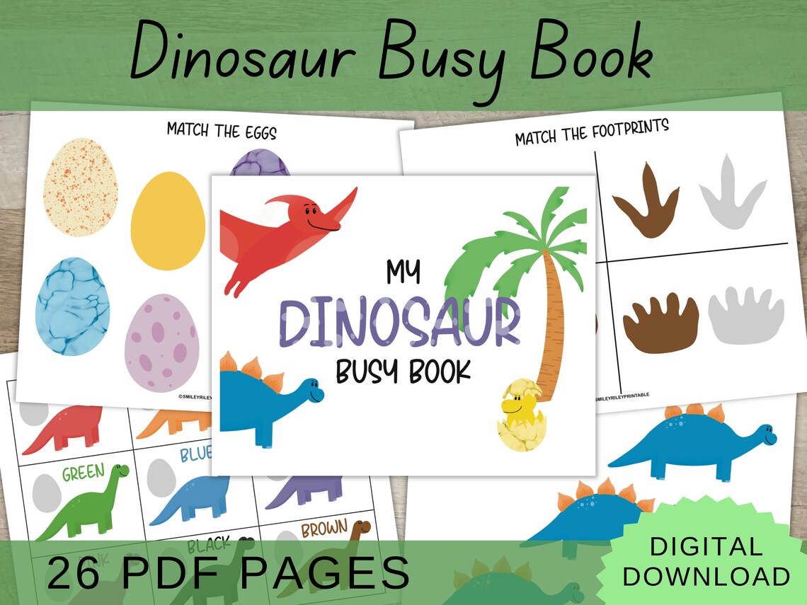 Dinosaur Busy Book Printable Toddler Learning Binder Printable Fun ...