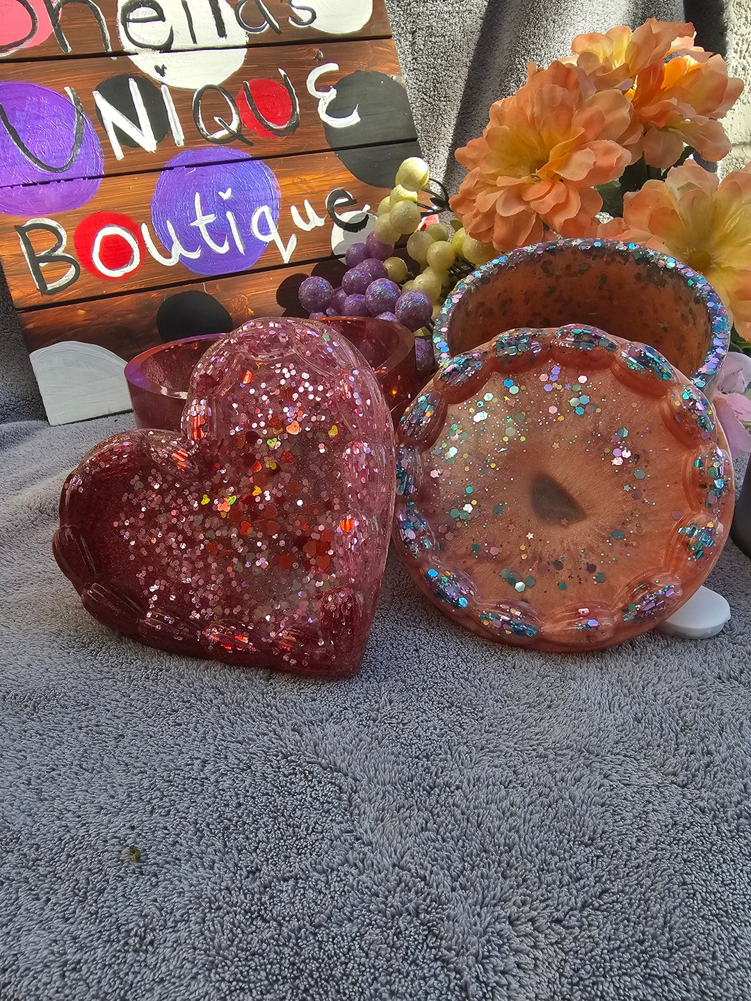 Resin Cake Box - Handmade Cake Boxes - Resin Heart Box - Resin Circle ...