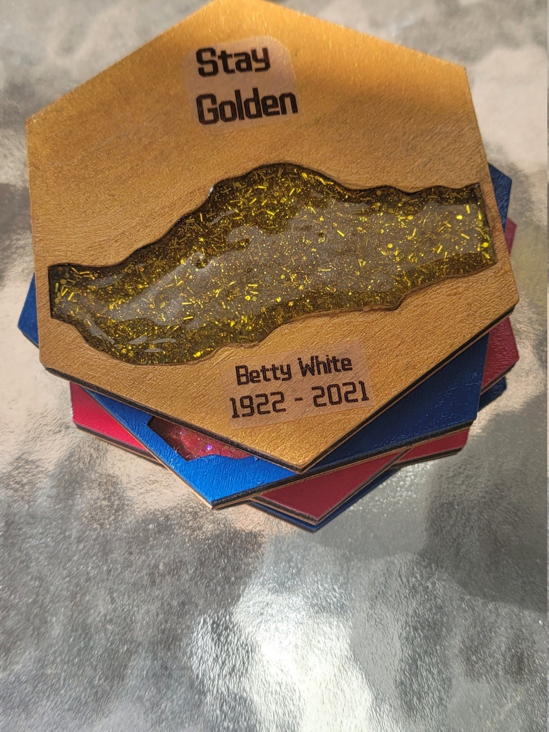 Set of 5 Coasters - Betty White Coasters - Middle Finger - Pink and ...