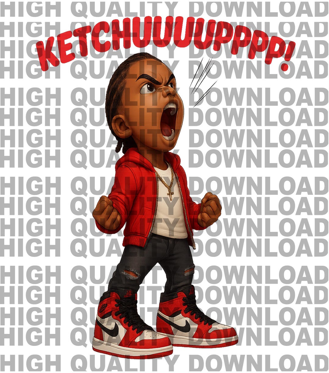 Kendrick Inspired Ketchup Chibi PNG: HD Digital Art for T-shirts (300 ...