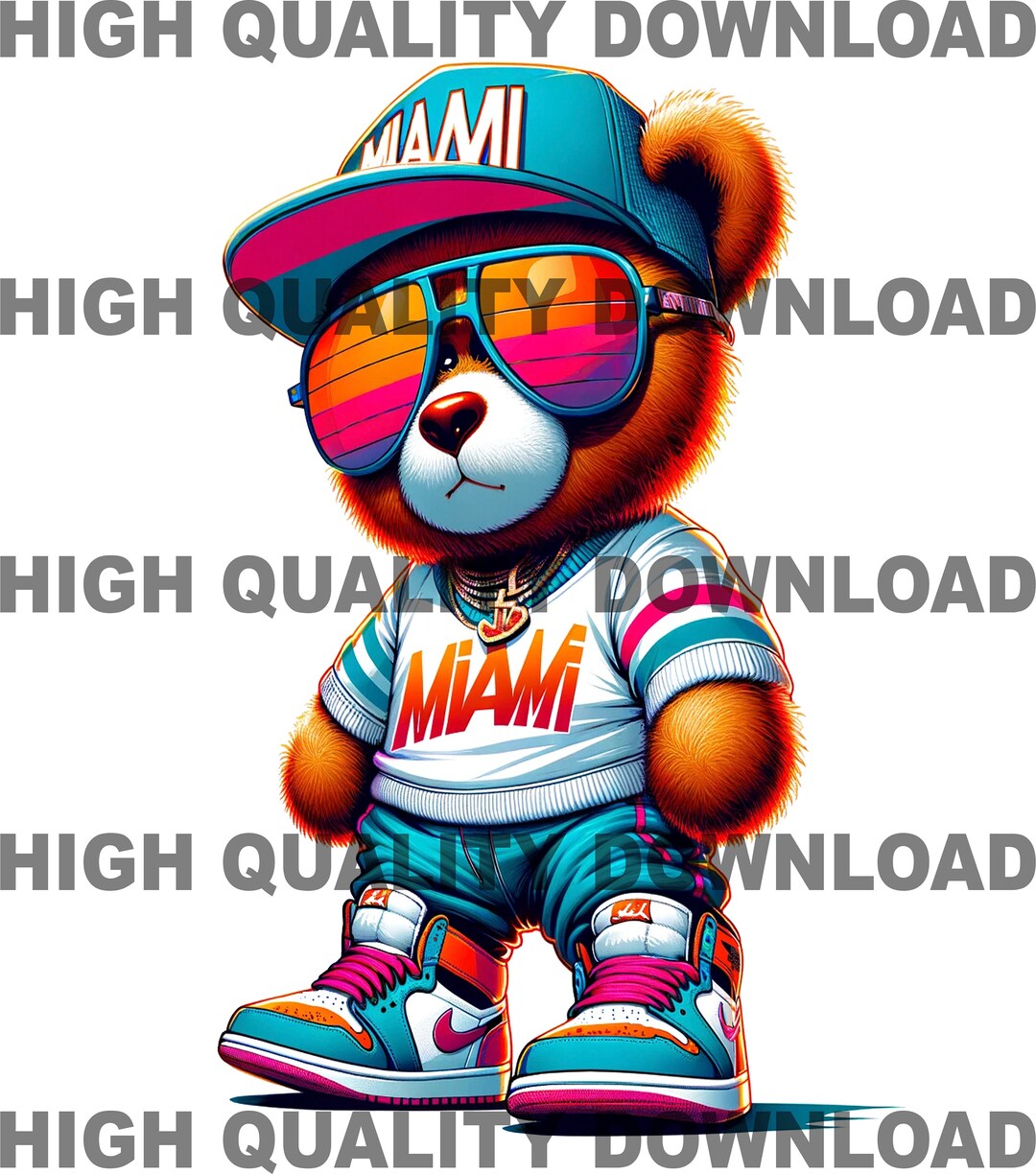 Graffiti Hip Hop Teddy Bear, Miami Bear PNG, Cartoon Teddy Bear ...