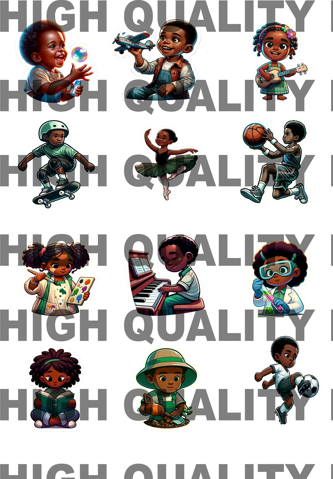 Kid Stickers Png, Black Children Stickers, Black Stickers, African ...