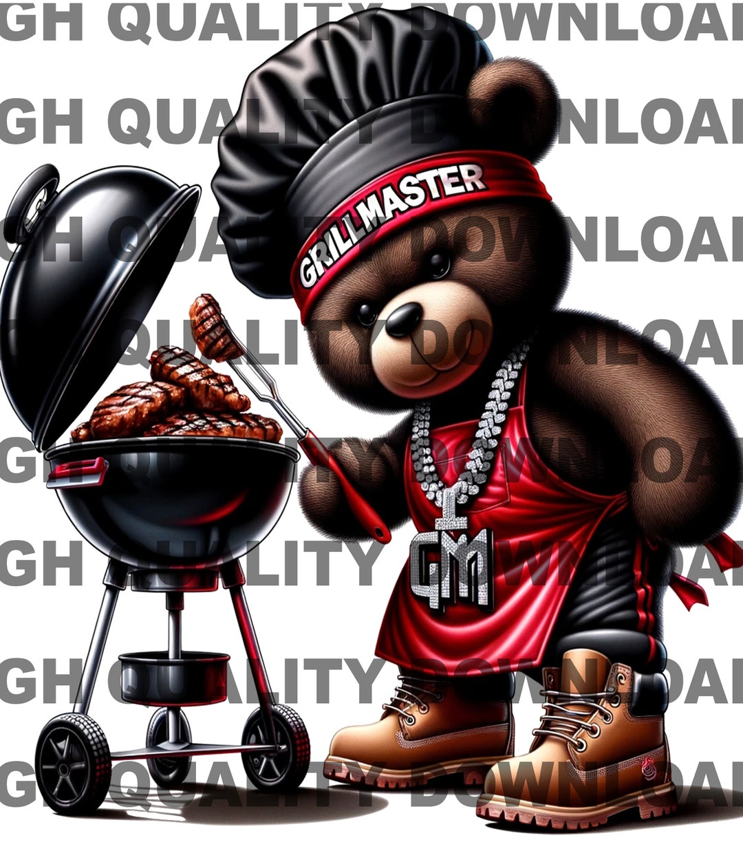 BBQ Hip Hop Teddy Bear, Cartoon Teddy Bear, BBQ Png Master Griller Png, Grill Master Png ...