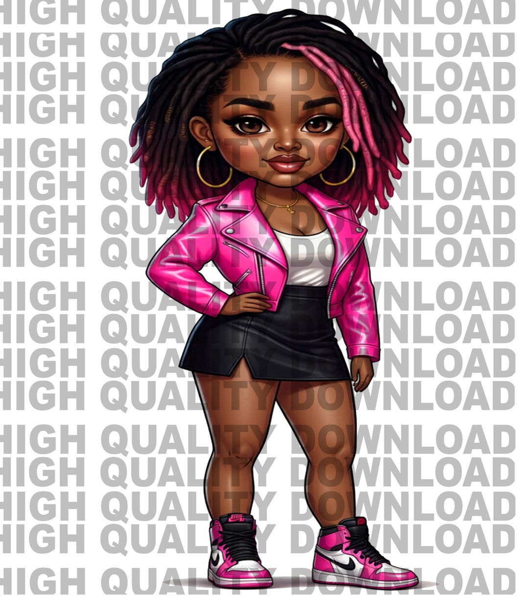 Hot Pink Chibi Png, Female Cartoon, Chibi Png, Sublimation, Digital ...